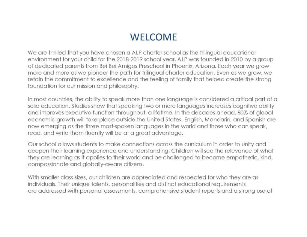 ALP Handbook - Arizona Language Preparatory